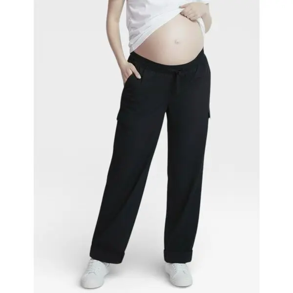 Motherhood Maternity Under The Belly Utility Cargo Relaxed Fit Pant - Black