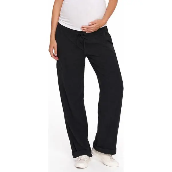 Motherhood Maternity Under The Belly Utility Cargo Relaxed Fit Pant - Black