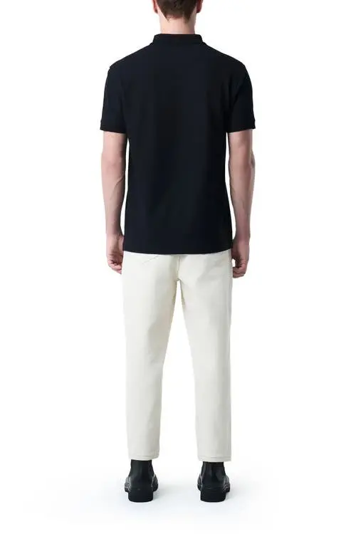 VELEZ Semi-fit Polo Shirt With Jacquard Detail - Black