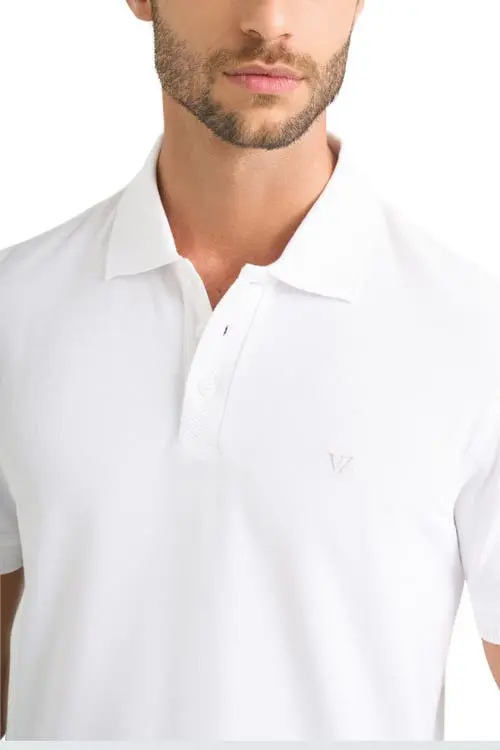VELEZ Semifit Polo With Jacquard Detail - White