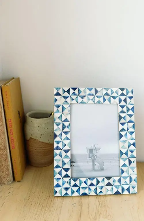 MATR BOOMIE Varuna Cobalt Picture Framefair Trade Carved Bone