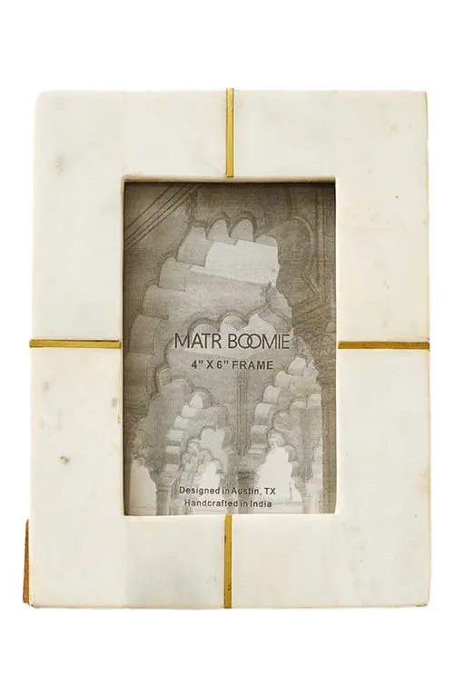 MATR BOOMIE Sammita Picture Framecarved Marble Brass Inlay - White - 4x6
