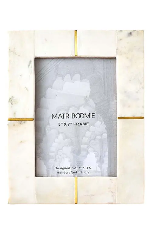 MATR BOOMIE Sammita Picture Framecarved Marble Brass Inlay - White - 5x7