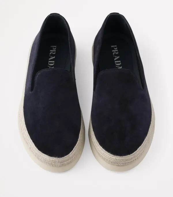 Prada Suede Loafers With Woven Trim