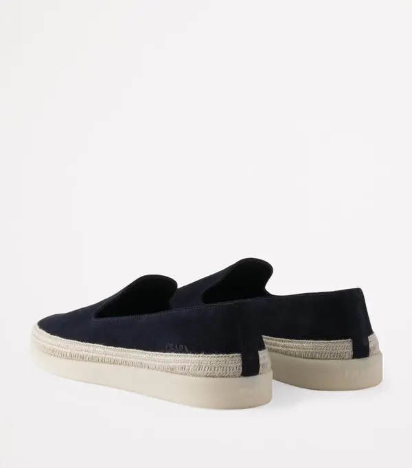 Prada Suede Loafers With Woven Trim