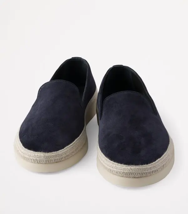 Prada Suede Loafers With Woven Trim