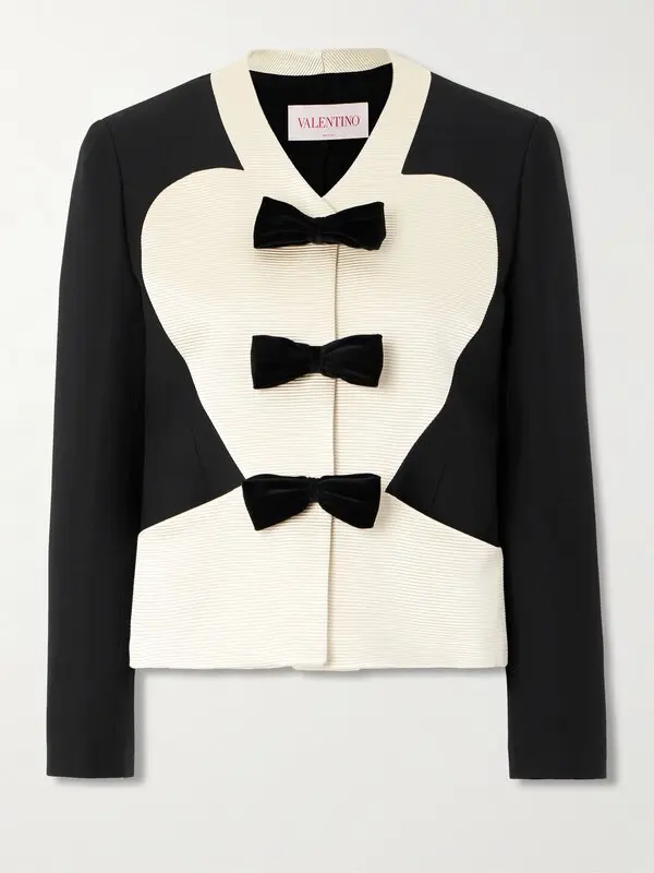 Valentino Garavani Bow-embellished Crepe Jacket - Black