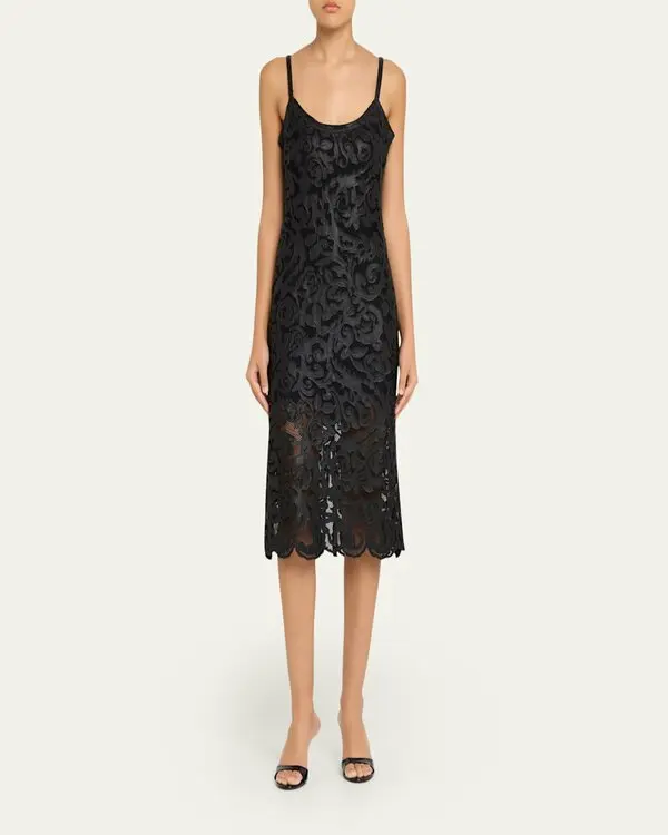 L'Agence Kazuko Lasercut Midi Dress