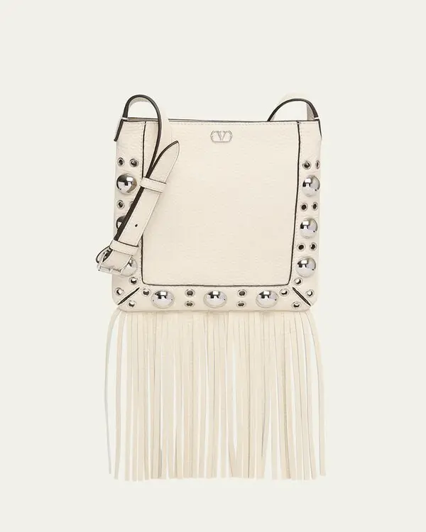 Valentino Garavani Nellcote Small Studded Leather Crossbody Bag - Light Ivory