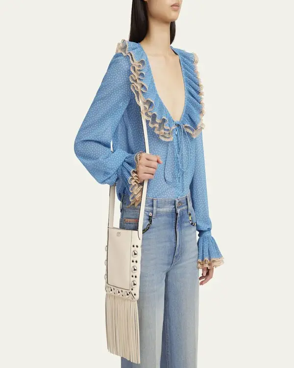 Valentino Garavani Nellcote Small Studded Leather Crossbody Bag - Light Ivory