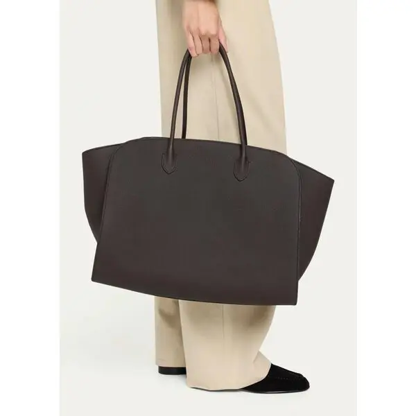 THE ROW Marlo 17 Tote Bag In Grain Leather - Walnut Shadow Ans