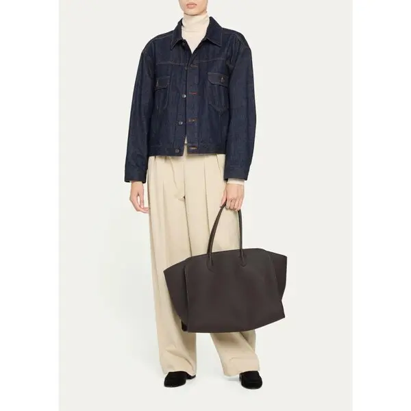 THE ROW Marlo 17 Tote Bag In Grain Leather - Walnut Shadow Ans