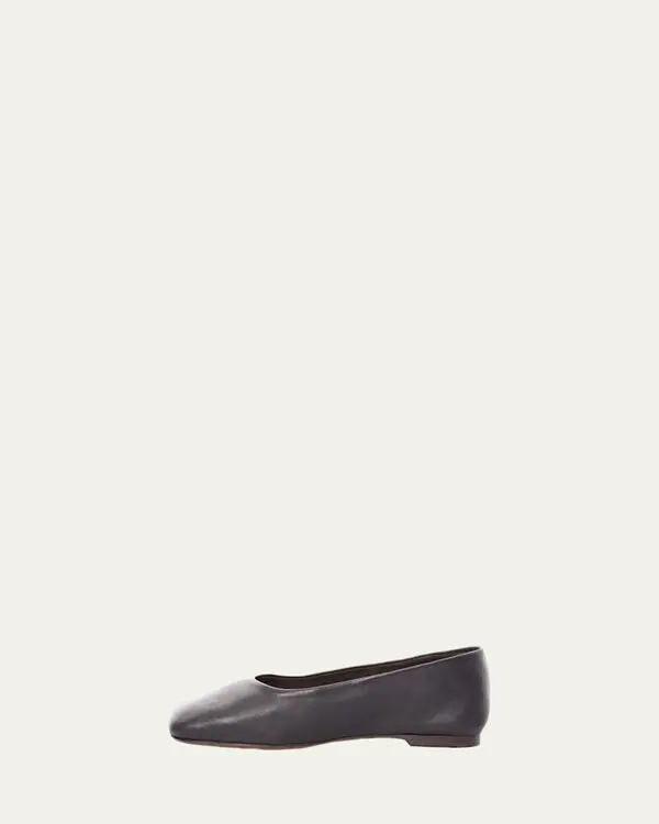 THE ROW Lambskin Leather Ballerina Flats - Black