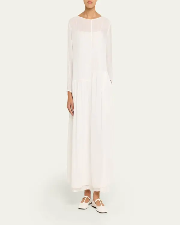 THE ROW Leather T-strap Ballerina Flats - White