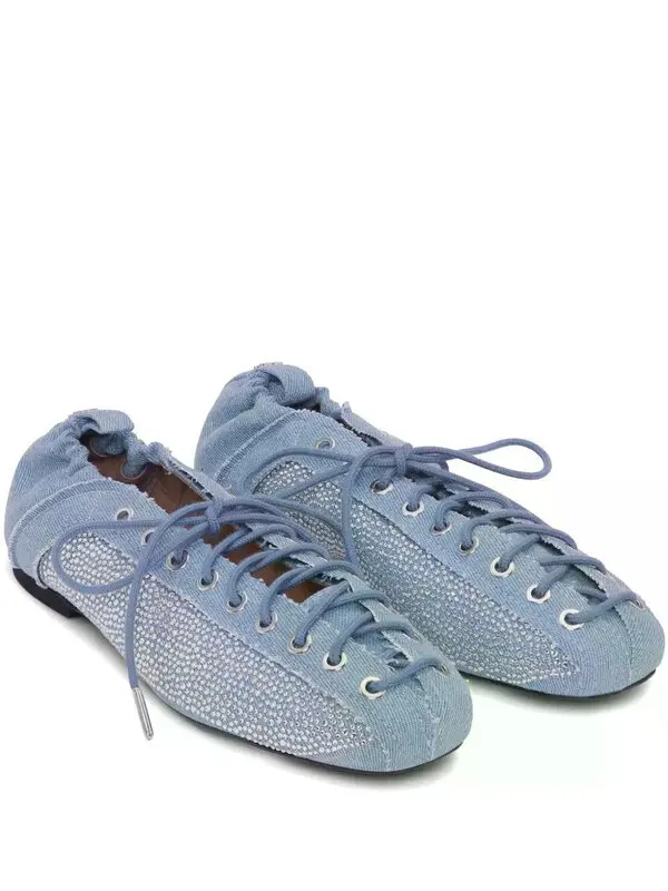 GANNI Denim Lace-up Ballerina Flats - Blue
