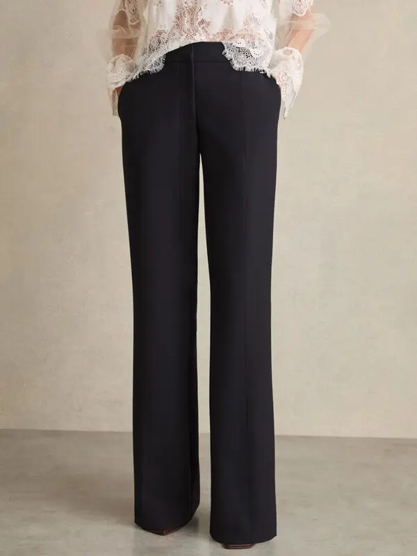 REISS Athena Flared Trousers - Navy