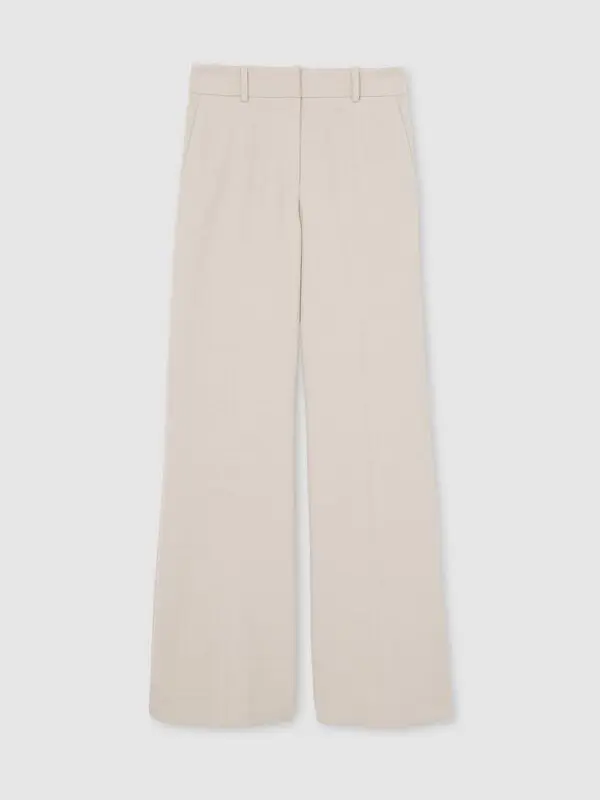 REISS Athena Flared Tailored Trousers - Neutral