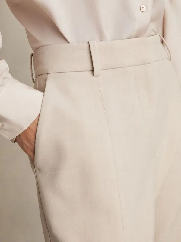 REISS Athena Flared Tailored Trousers - Neutral