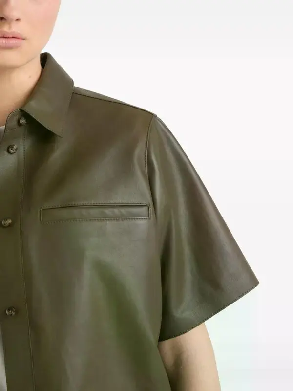 YVES SALOMON Cropped Leather Overshirt