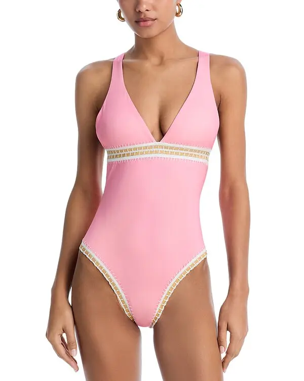 PLATINUM INSPIRED BY SOLANGE FERRARINI Halter One-piece Swimsuit - Pink Sands