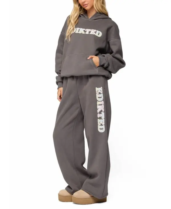 EDIKTED Wide Leg Sweatpants - Gray