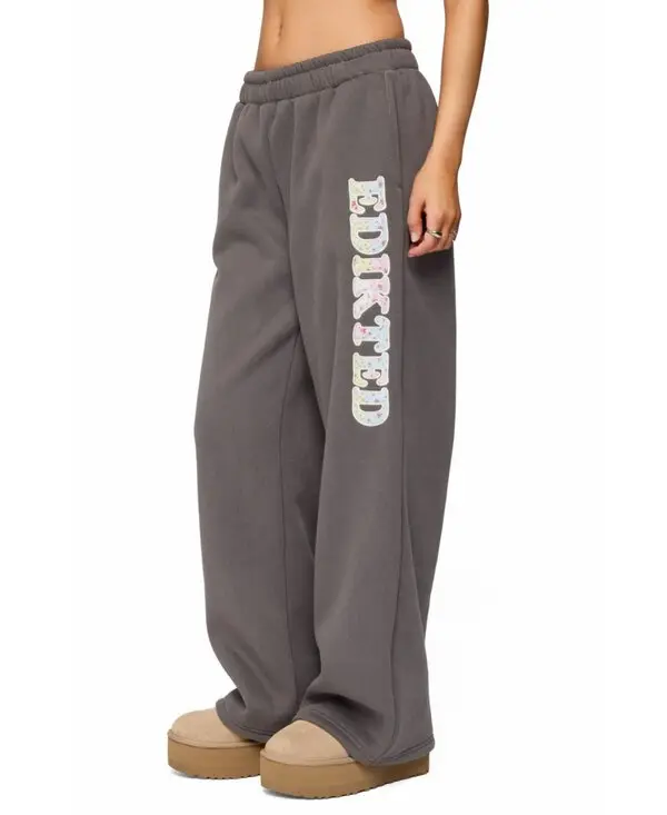 EDIKTED Wide Leg Sweatpants - Gray