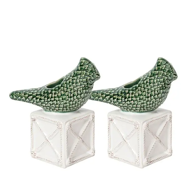 JULISKA Berry & Thread Bird Topiary Candlesticks, Set Of 2 - Whitewash