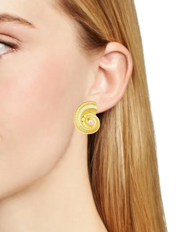 Aqua Shell Stud Earrings