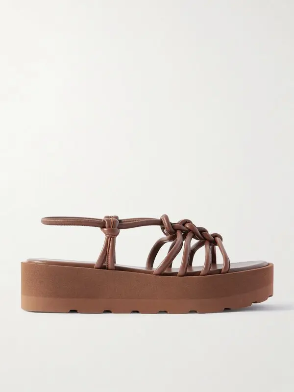 GIANVITO ROSSI Hebe 45 Knotted Leather Platform Sandals - Brown