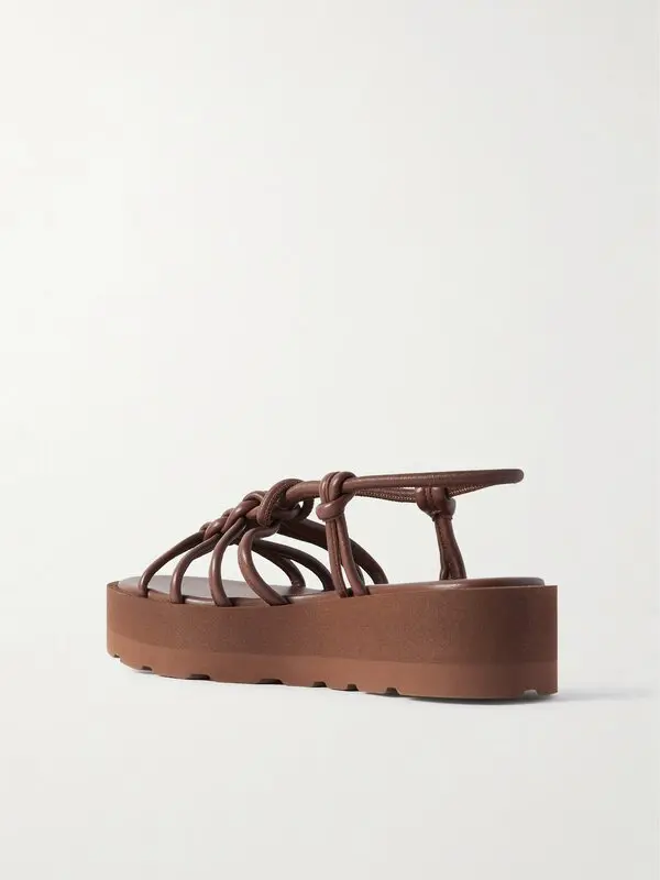 GIANVITO ROSSI Hebe 45 Knotted Leather Platform Sandals - Brown