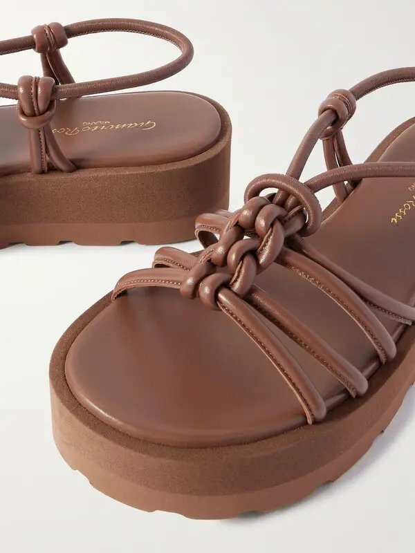 GIANVITO ROSSI Hebe 45 Knotted Leather Platform Sandals - Brown