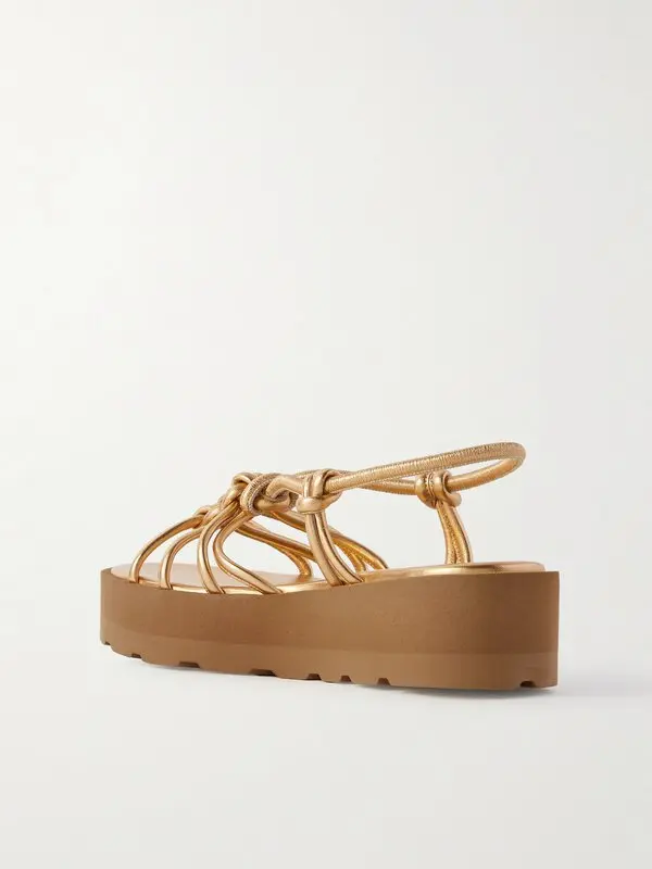 GIANVITO ROSSI Hebe 45 Knotted Metallic Leather Platform Sandals