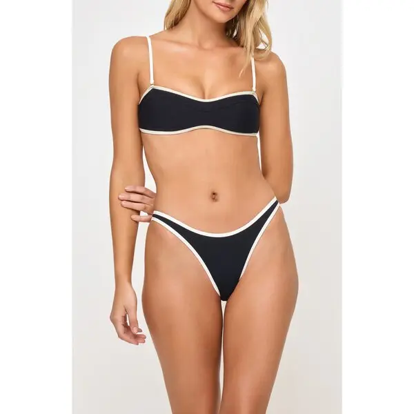 L*Space Elle Bitsy Bikini Bottom - Black / Cream