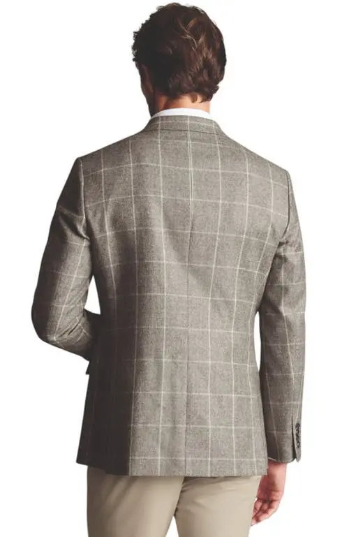 CHARLES TYRWHITT Wool Texture Twill Jacket - Limestone