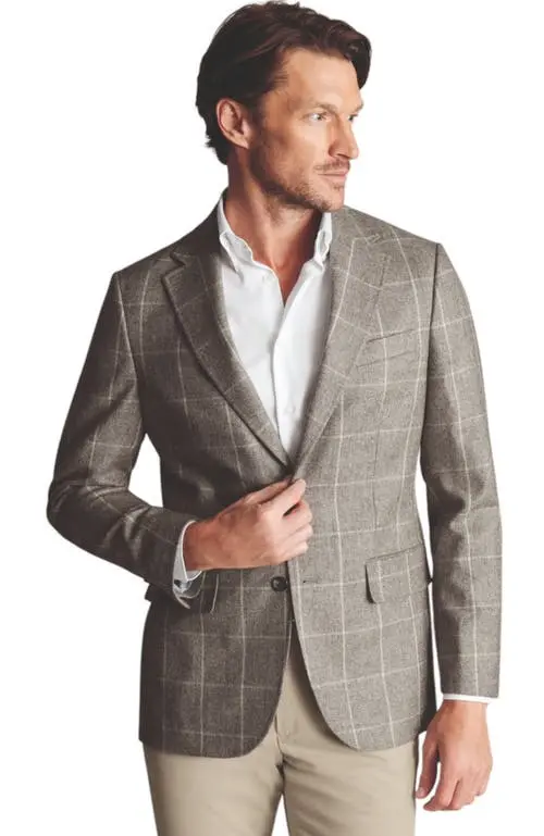 CHARLES TYRWHITT Wool Texture Twill Jacket - Limestone