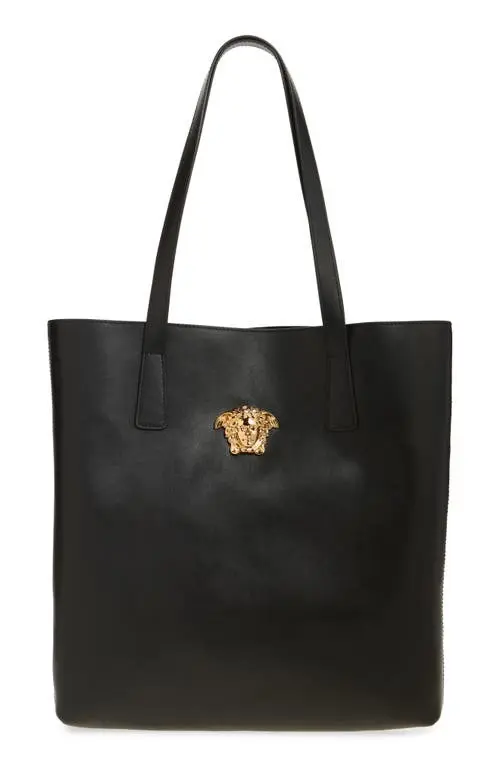 Versace Medusa Leather Tote - Black-versace Gold