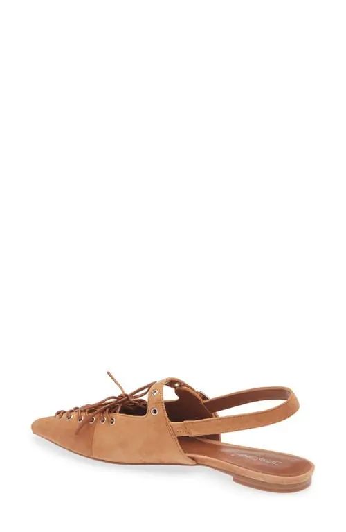 Jeffrey Campbell Geralt Pointed Toe Slingback Flats - Tan Suede