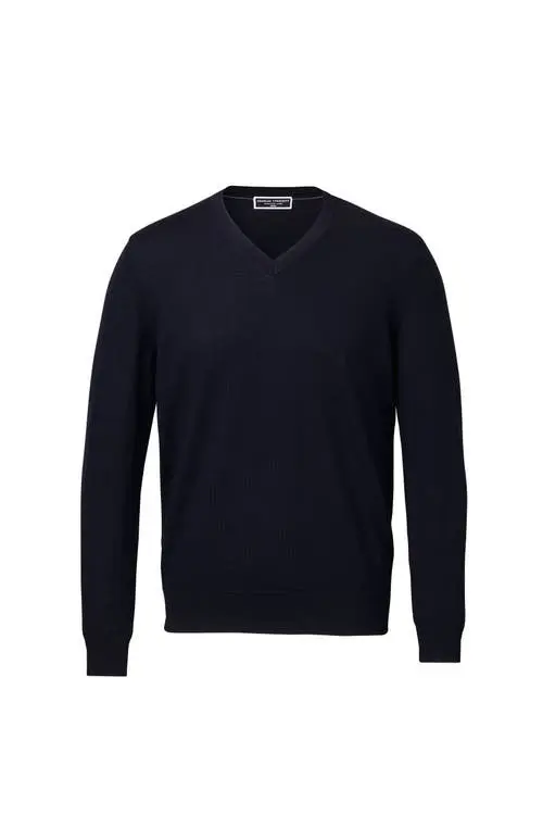 CHARLES TYRWHITT Merino Wool V-neck Sweater - Navy