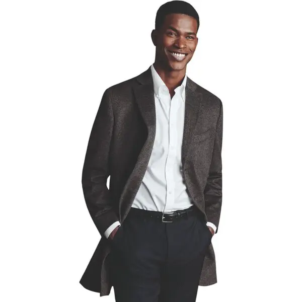 CHARLES TYRWHITT Pure Wool Overcoat - Dark Grey