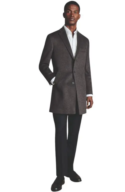 CHARLES TYRWHITT Pure Wool Overcoat - Dark Grey