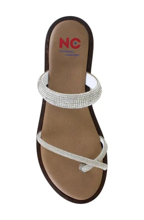 NATIONAL COMFORT Alicante Crystal Slide Sandal - Silver