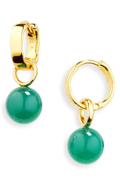Monica Vinader Siren Muse Wave Onyx Charm Huggie Hoop Earrings - 18ct Gold Vermeil / Green Onyx