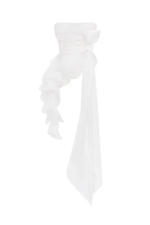 MILLA Off-shoulder Organza Blouse With Ruffles - White