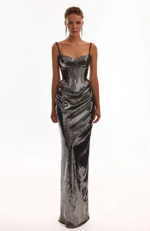 MILLA Fitted High-waist Sequin Pencil Maxi Skirt - Gray