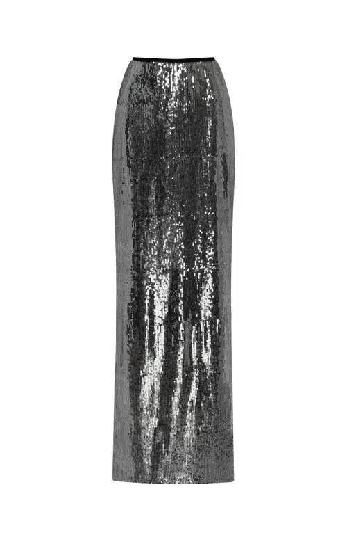 MILLA Fitted High-waist Sequin Pencil Maxi Skirt - Gray