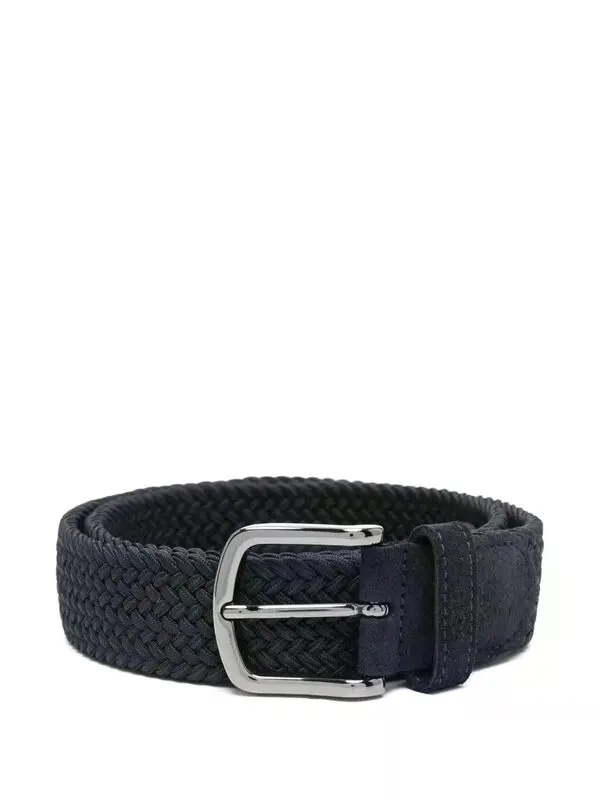 BOSS Leather-trim Woven Belt - Blue