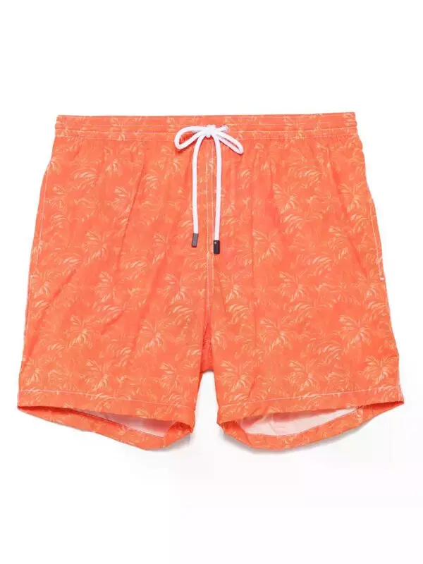 BARBA NAPOLI Palm Tree-print Swim Shorts - Orange