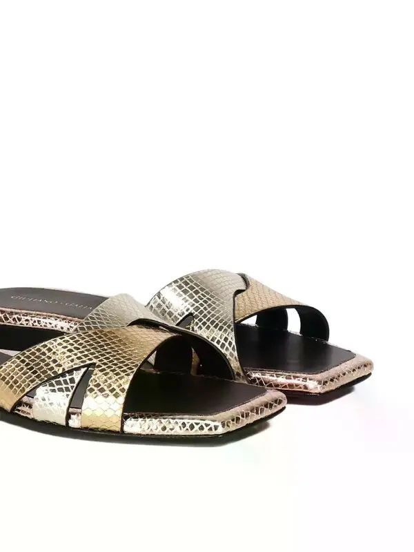 GIULIANO GALIANO Leather Slides - Gold