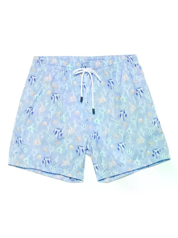 BARBA NAPOLI Printed Swim Shorts - Blue