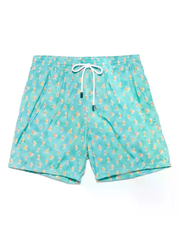 BARBA NAPOLI Cactus-print Swim Shorts - Green